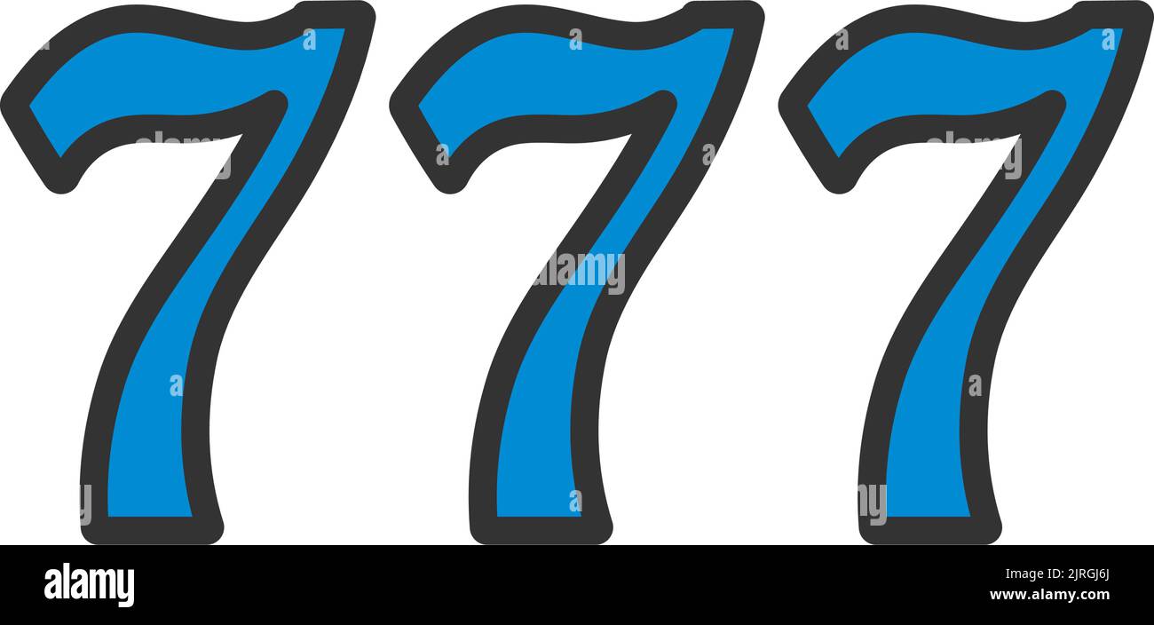 777 Icon. Editable Bold Outline With Color Fill Design. Vector ...