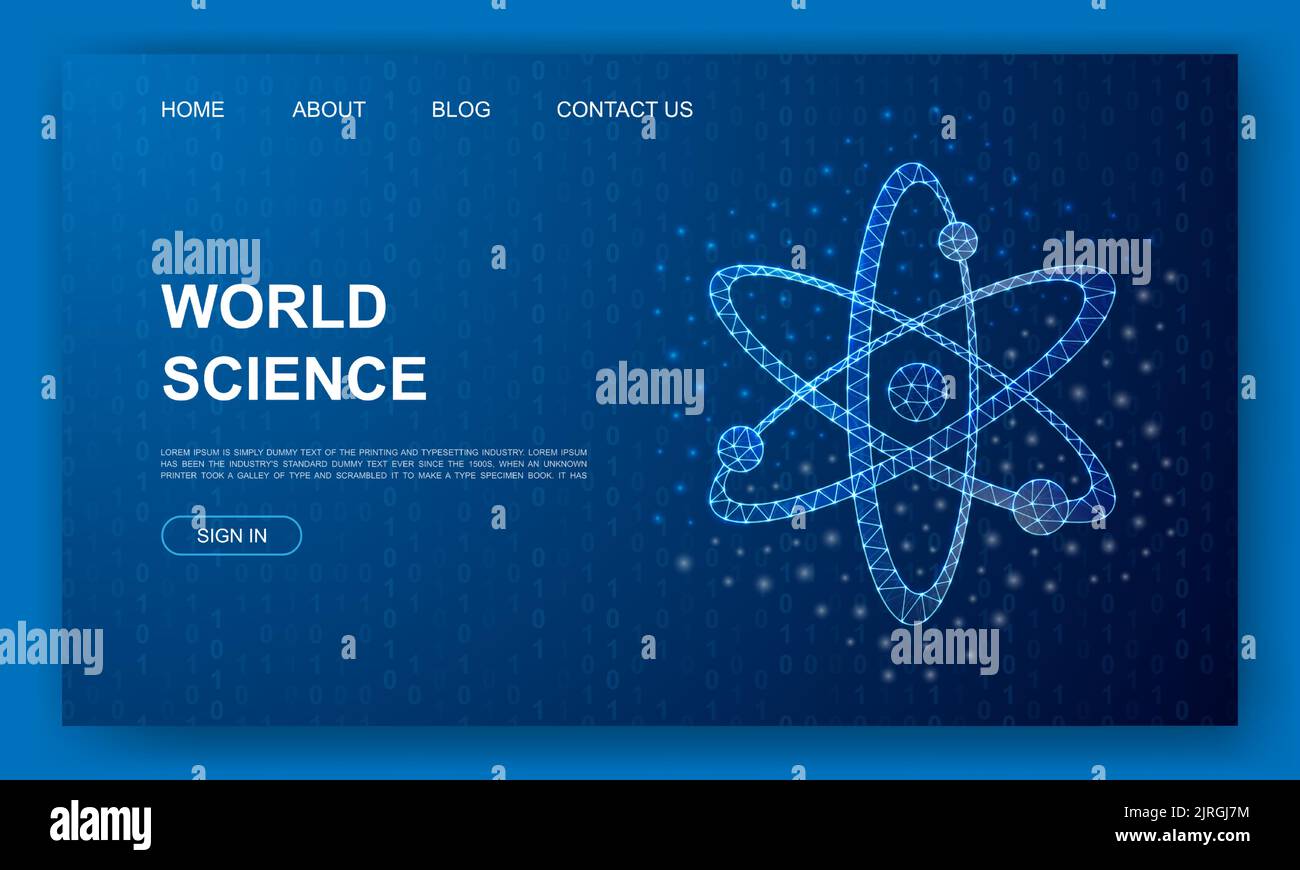 Atom 3d polygonal website template. Atomic neutron design illustration ...