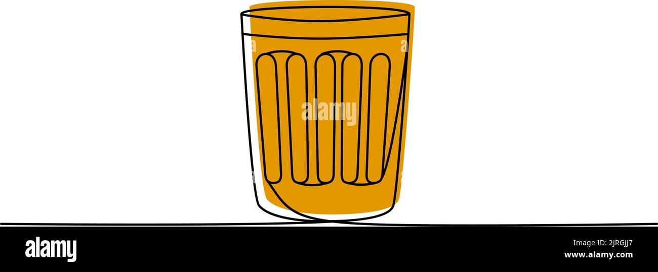 Recycle bin one line colored continuous drawing. Trash can, Waste ...