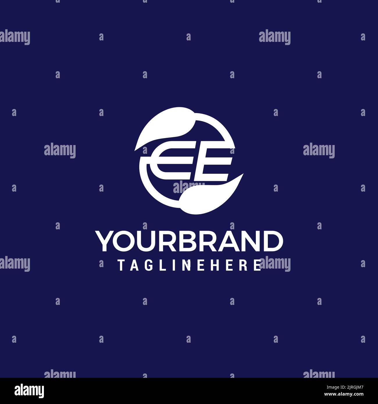 EE logo monogram with green leaf nature organic bio curved shape ...