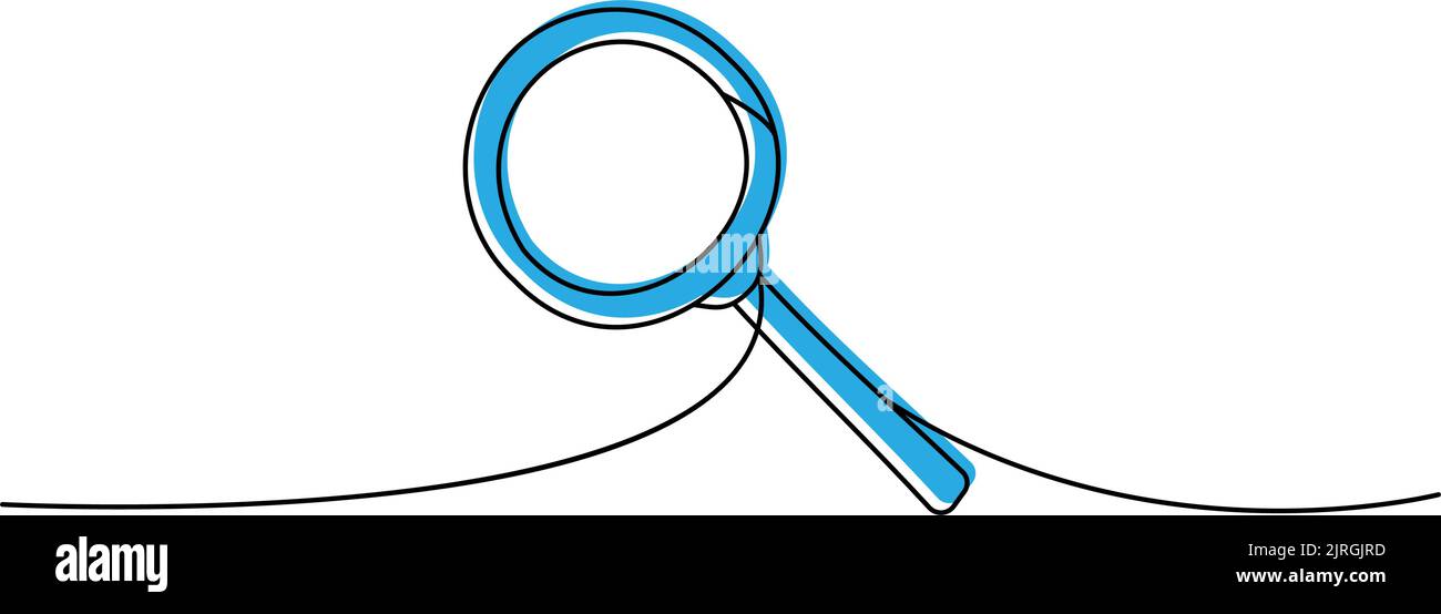 Magnifying glass one line colored continuous drawing. Loupe continuous ...