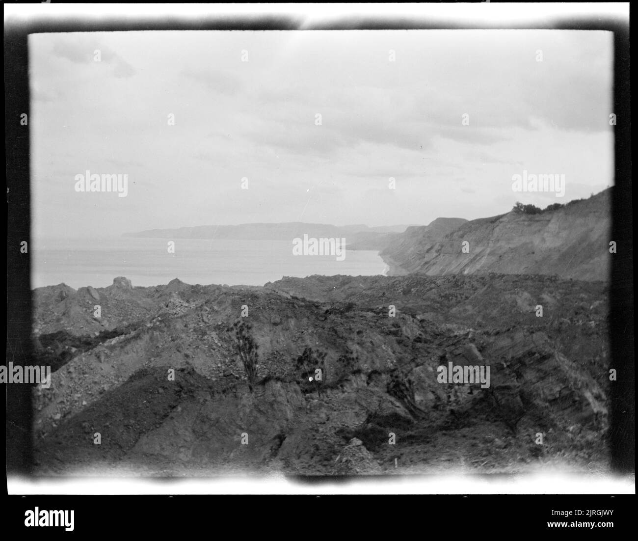 Surface of slip 1 mile north of Mohaka, large Mohaka slip in distance ...
