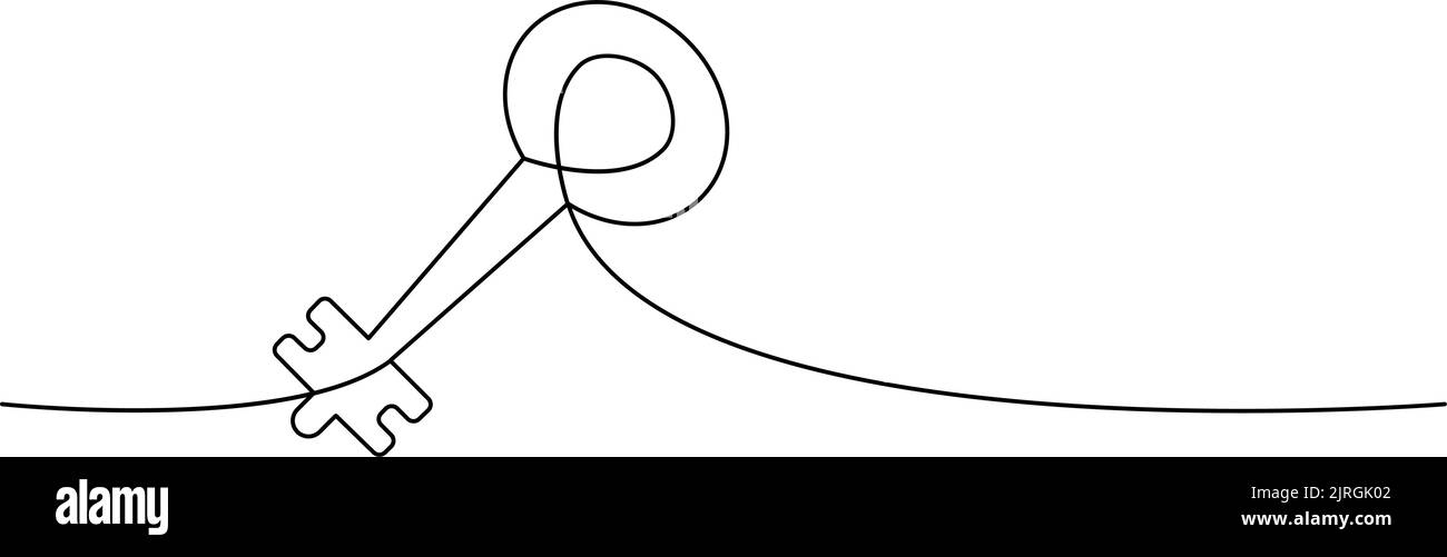Key one line continuous drawing. Home key continuous one line ...