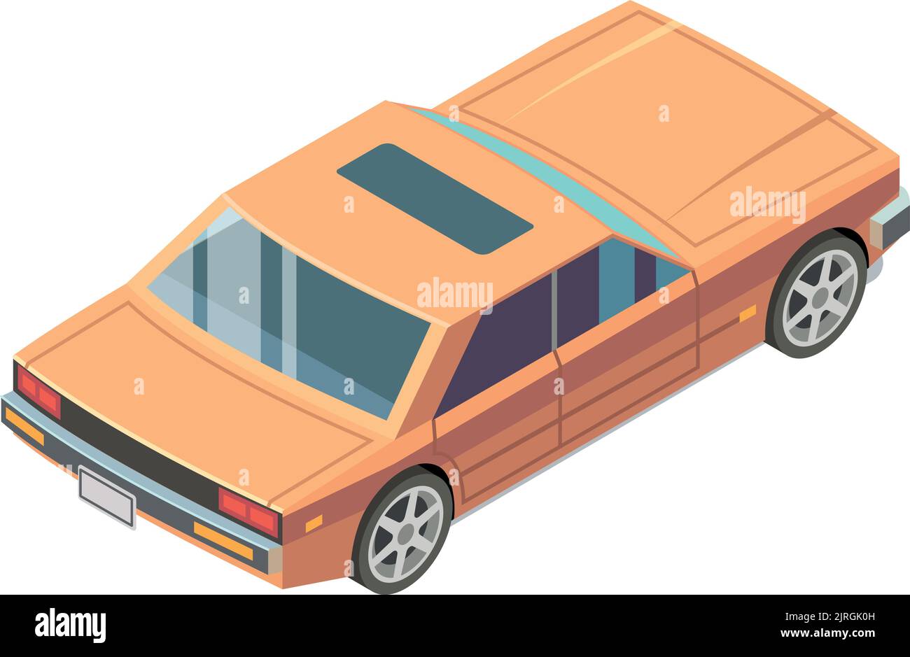 Old car isometric back icon. Retro yellow transport Stock Vector Image ...