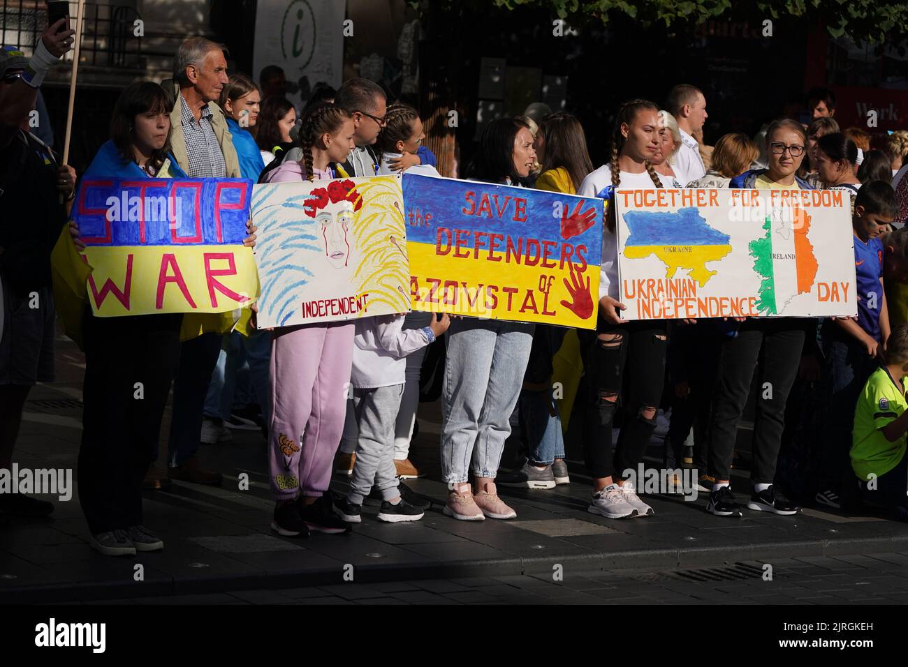 People gather for a Ukraine independence rally in Dublin during ...