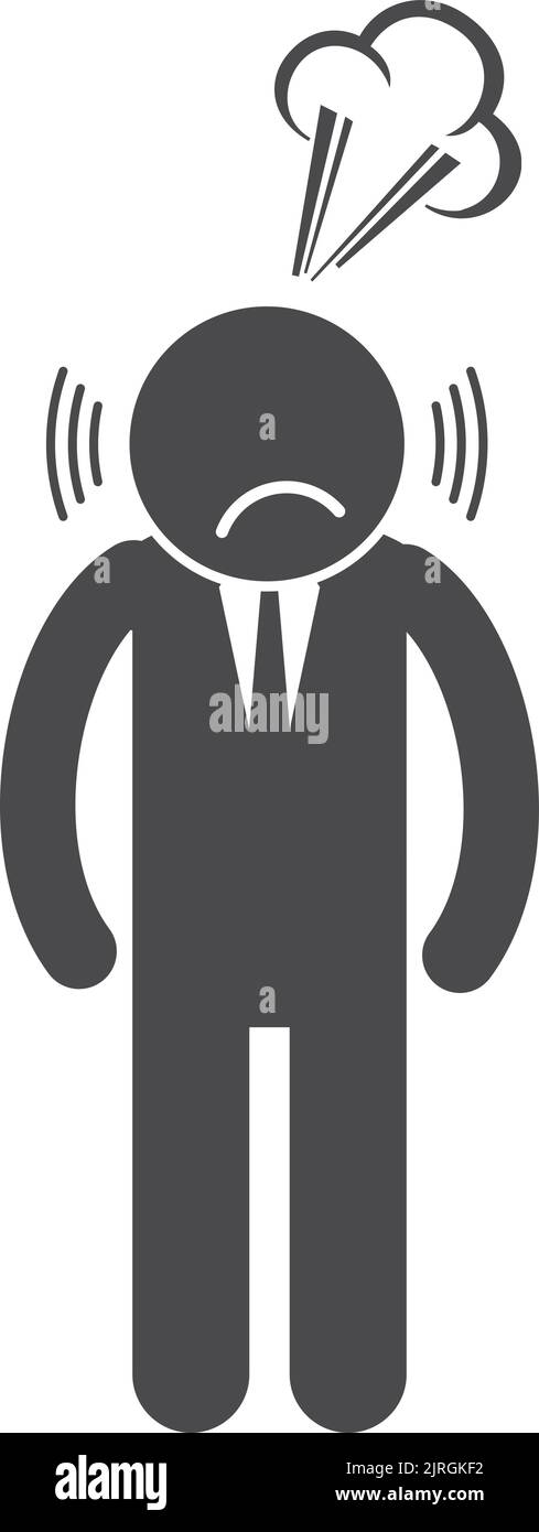 Work stress icon. Frustrated businessman. Angry office worker Stock ...