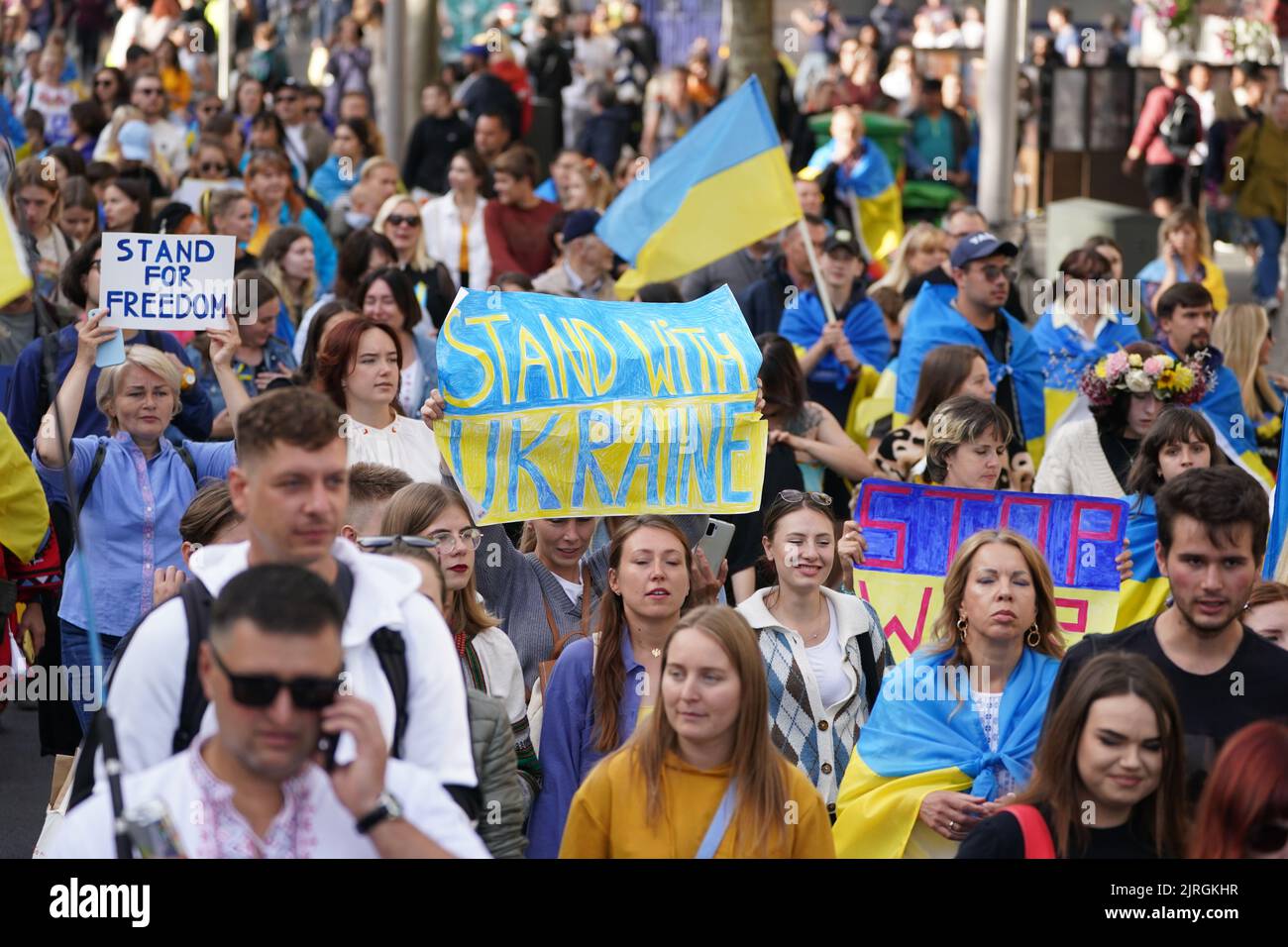 People gather for a Ukraine independence rally in Dublin during ...