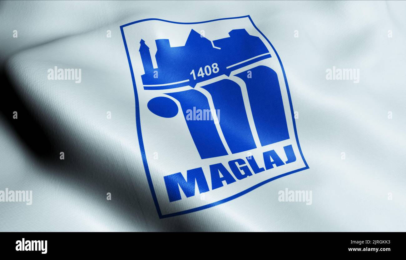3D Waving Bosnia and Herzegovina City Flag of Maglaj Closeup View Stock ...