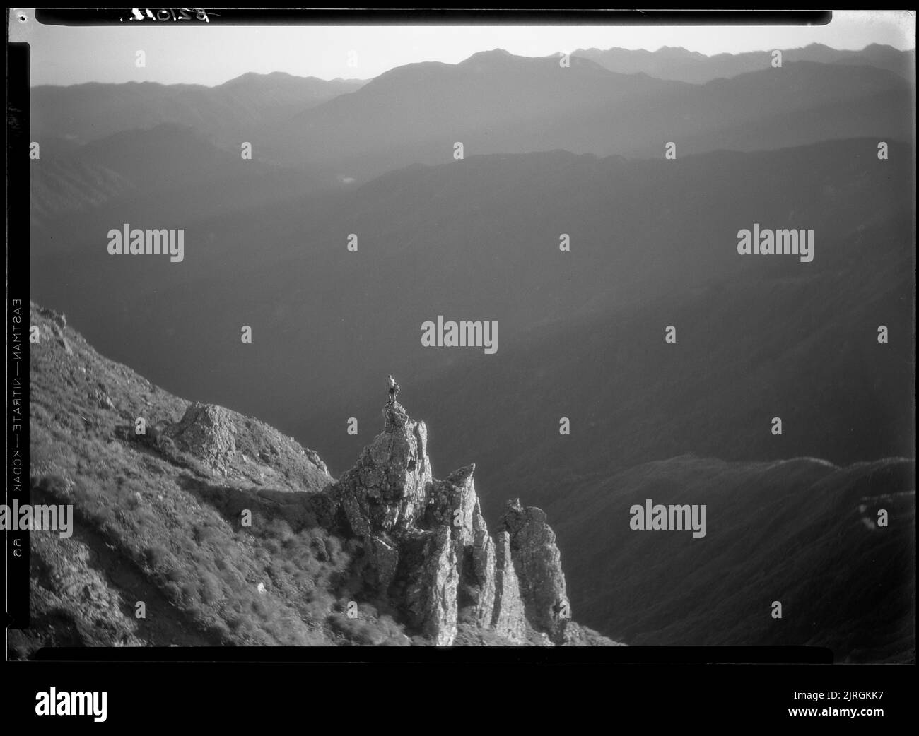 Early morning sunbeams over the Otaki valley. View towards Mt Crawford ...