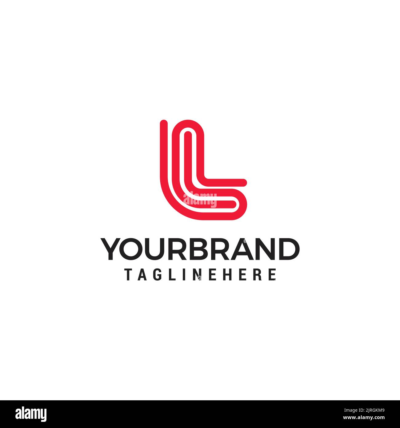 Letter L logo design with elegant and luxurious style Red line shape ...