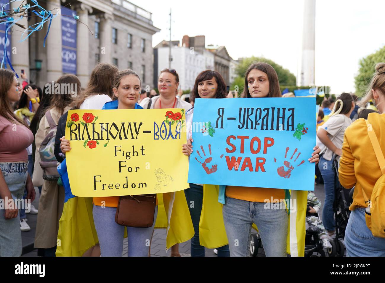 People gather for a Ukraine independence rally in Dublin during ...