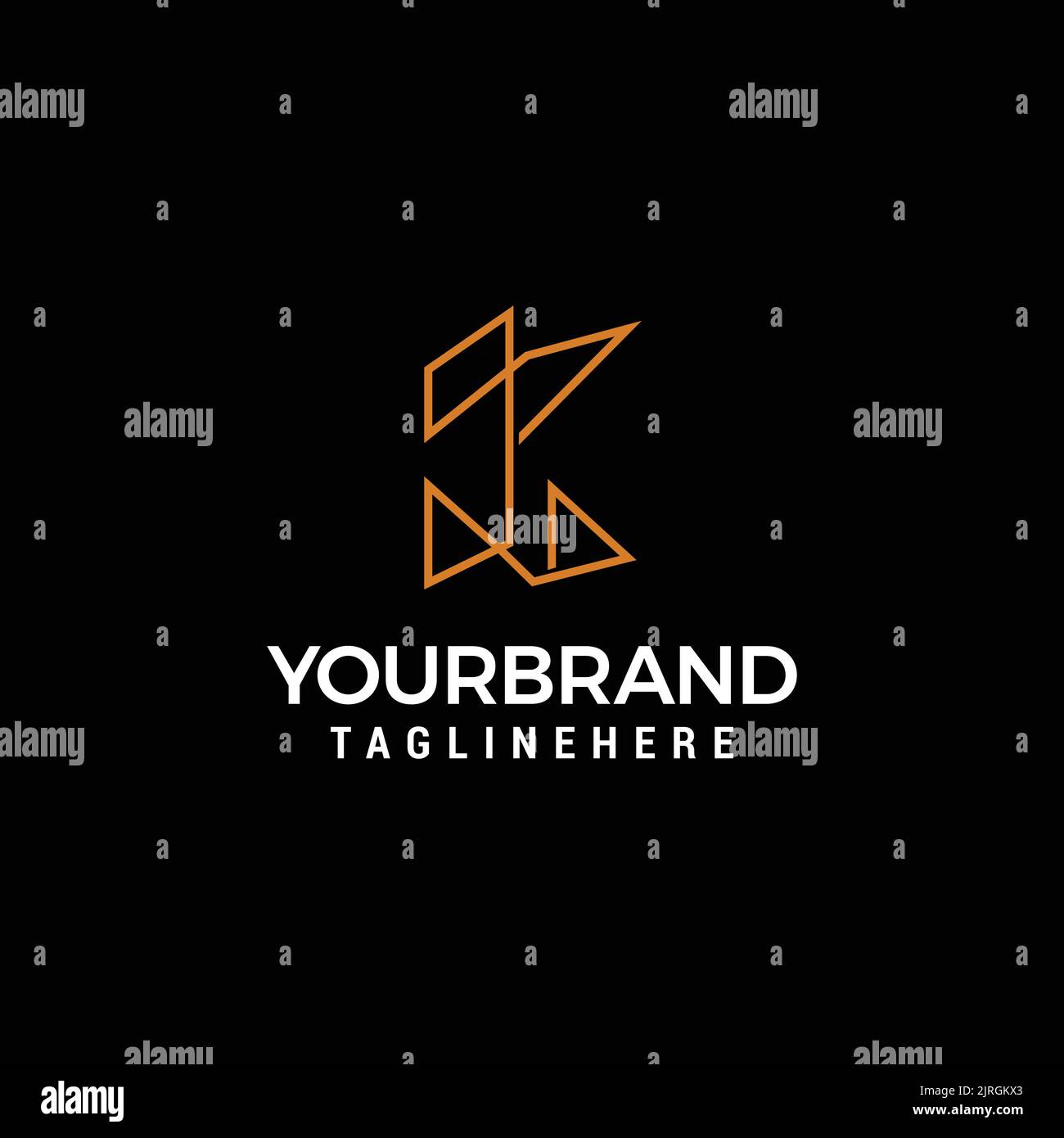 K letter K monogram Flat linear letter on a black background Stock ...