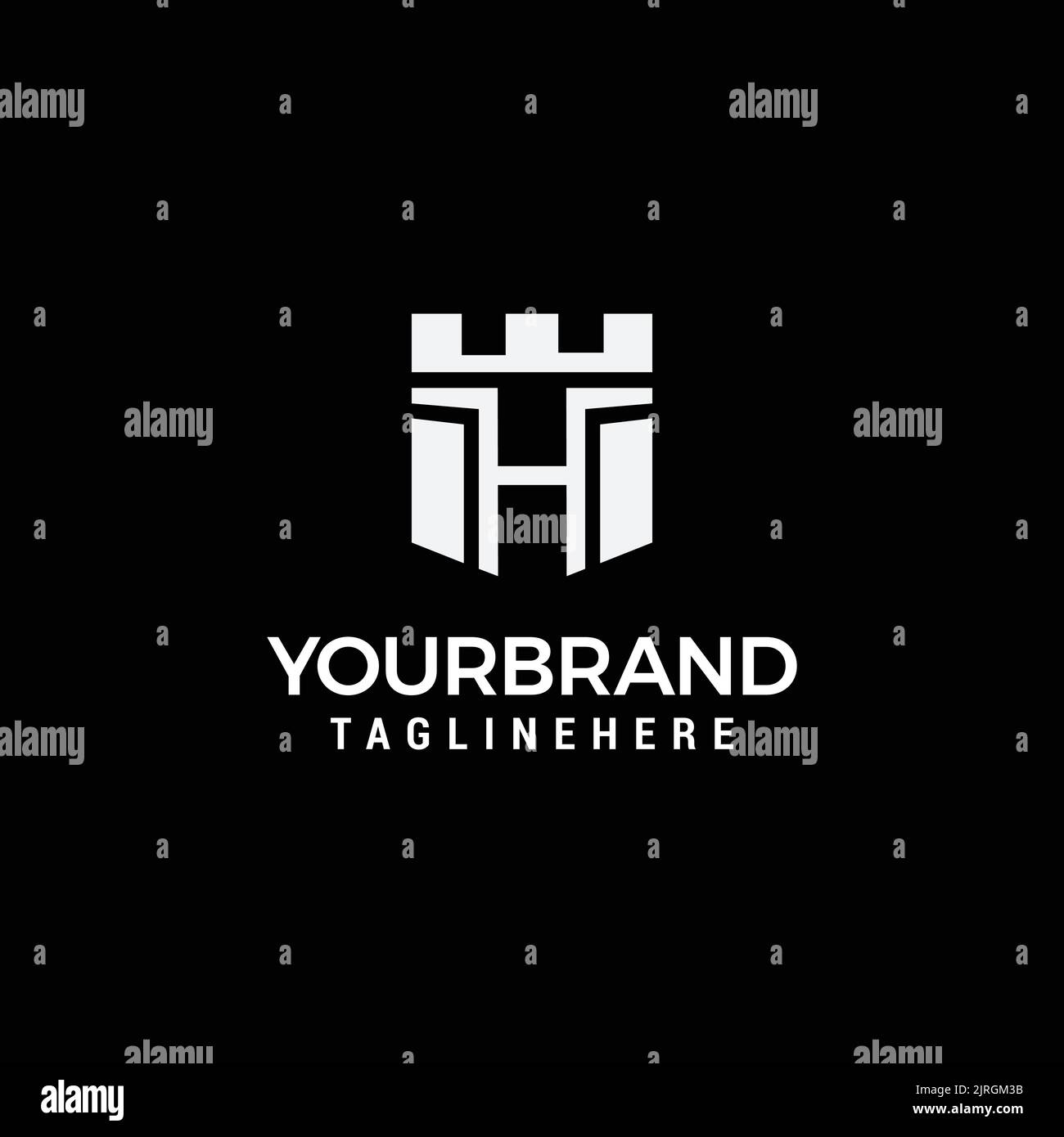 Fortress shield initial H E logo template vector Stock Vector Image ...