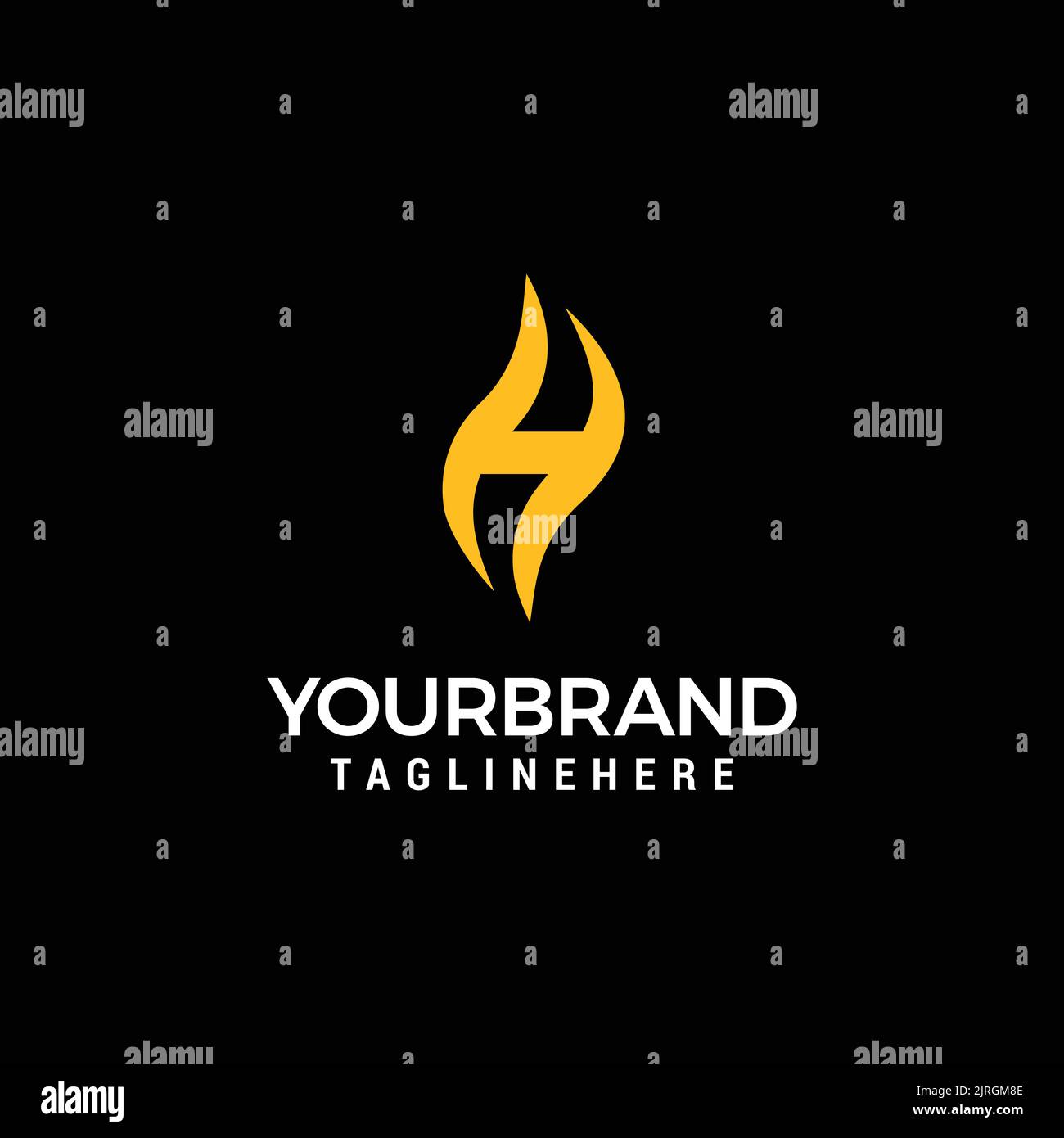 Letter H Flame Logo Identity H Fire Logo Simple and Flat Monogram logo ...