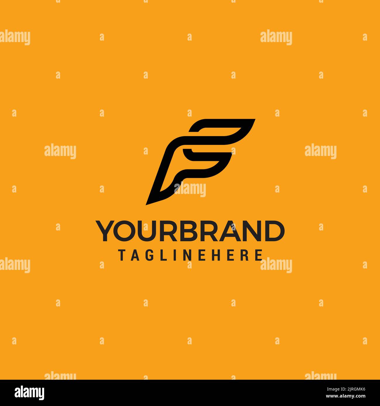 F letter abstract design line minimalist graphic logo template Stock ...