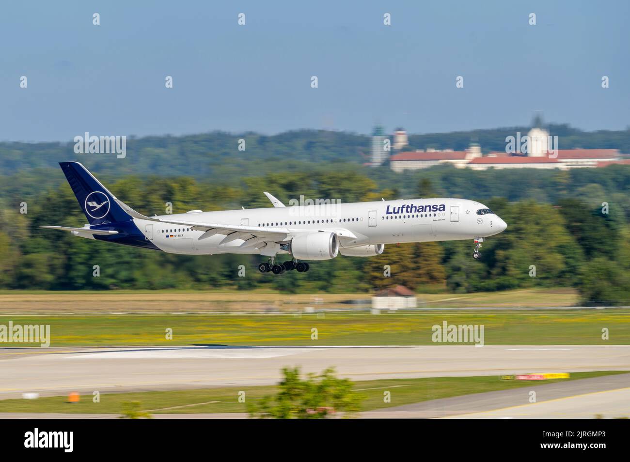 Munich, Germany - August 24. 2022 : Lufthansa Airbus A350-941 with the ...
