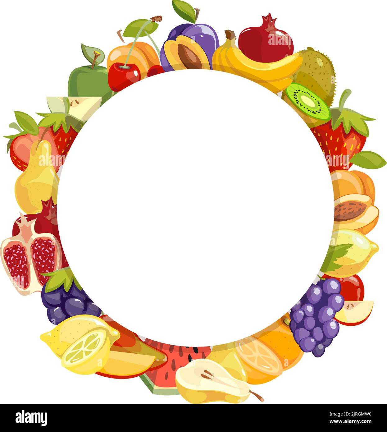 Fruit circle. Fresh natural organic food frame Stock Vector Image & Art ...