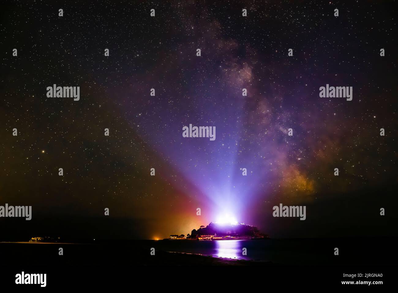 The late summer Milky Way over St Michael's Mount at Marazion Beach ...