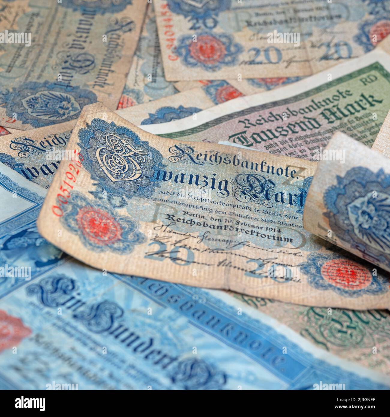 Many German Reich banknotes from 1914 Stock Photo - Alamy