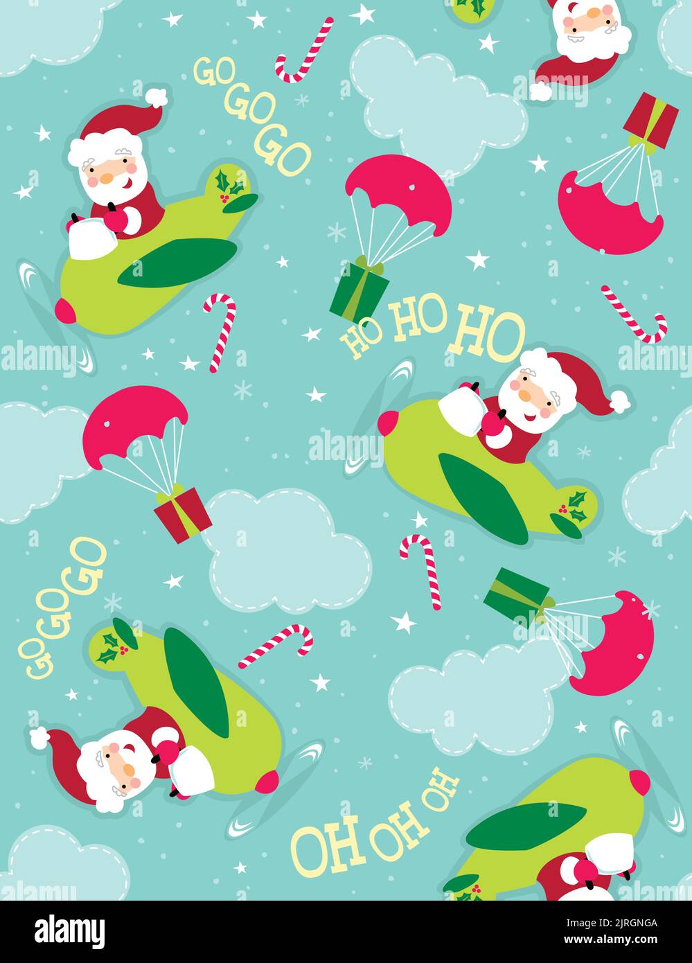 Santa airplane christmas card Stock Vector Images - Alamy