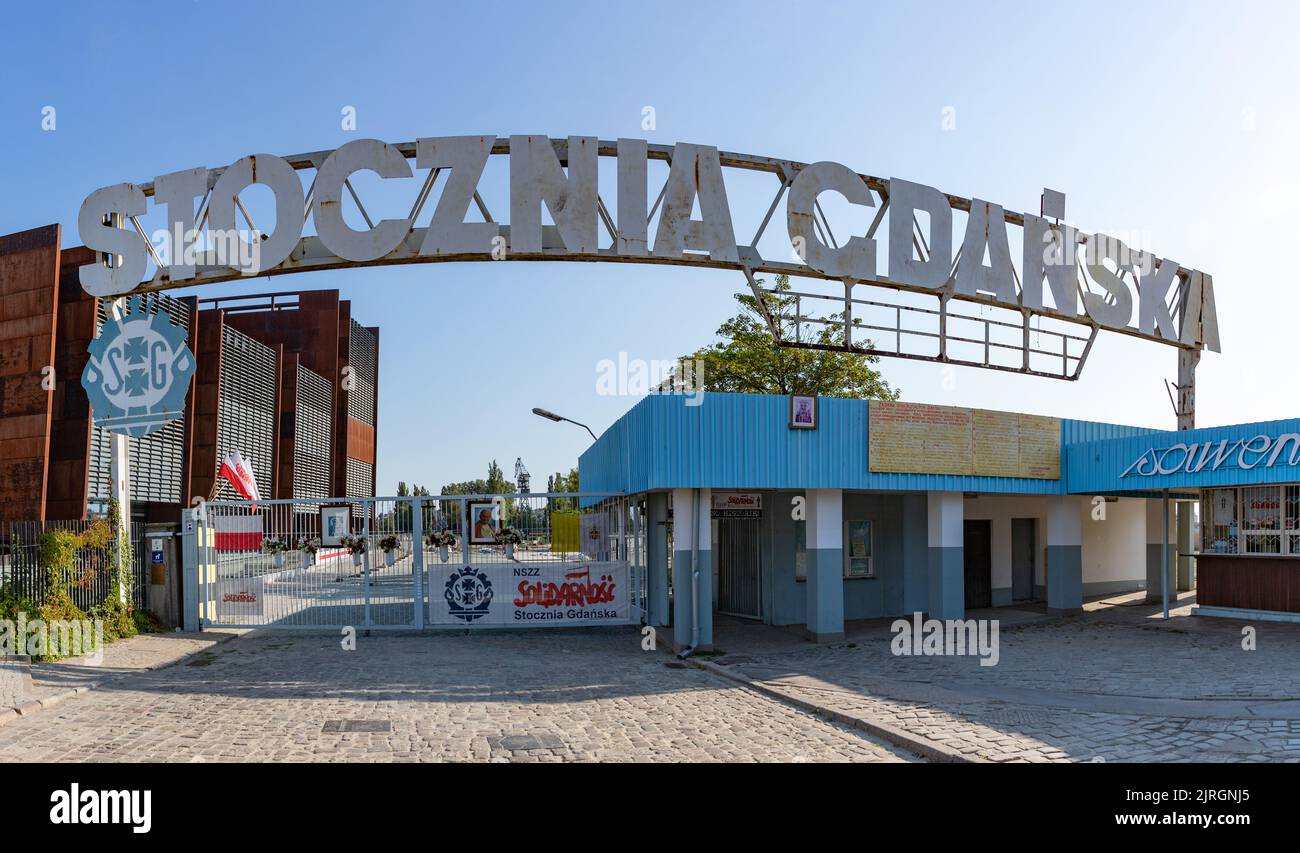 A picture of the entrance sign to the Gdansk Shipyard Stock Photo - Alamy