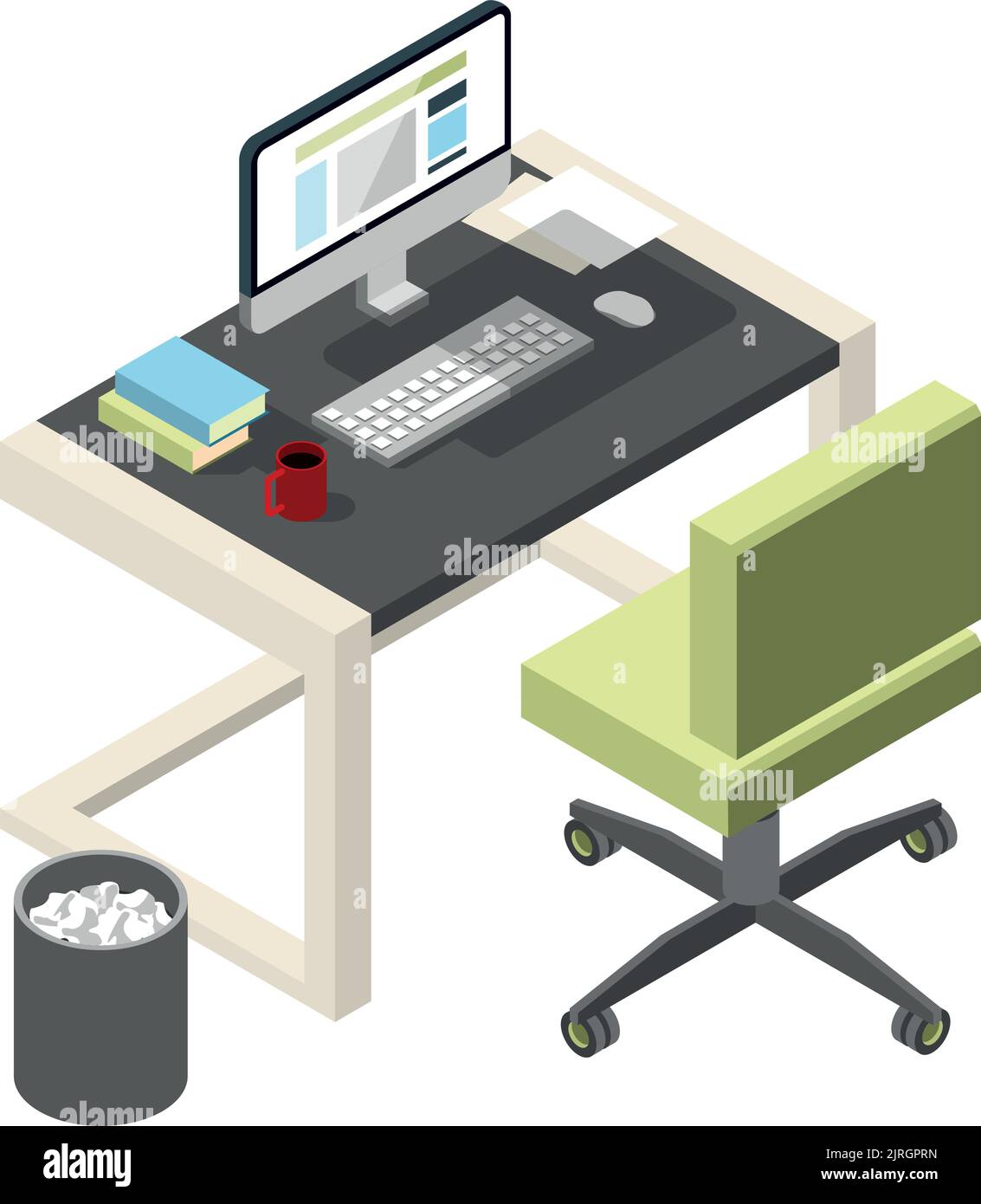 Workspace isometric icon. Office desk with computer and chair Stock ... Workspace isometric icon. Office desk with computer and chair Stock ...