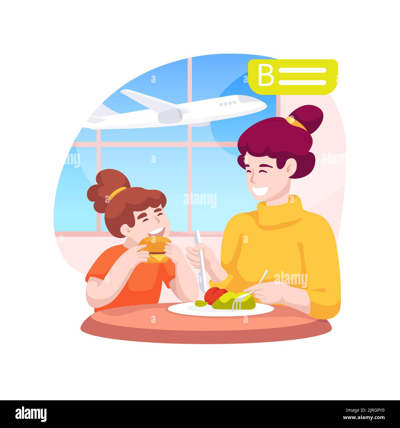 Lunch at the airport isolated cartoon vector illustration Stock Vector ...