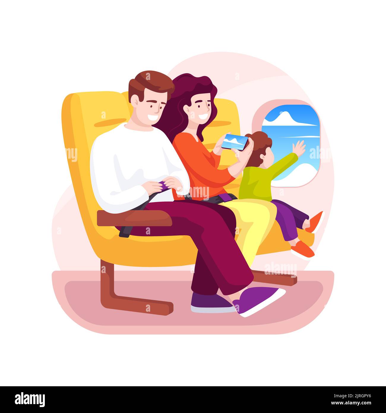 In the plane isolated cartoon vector illustration Stock Vector Image ...