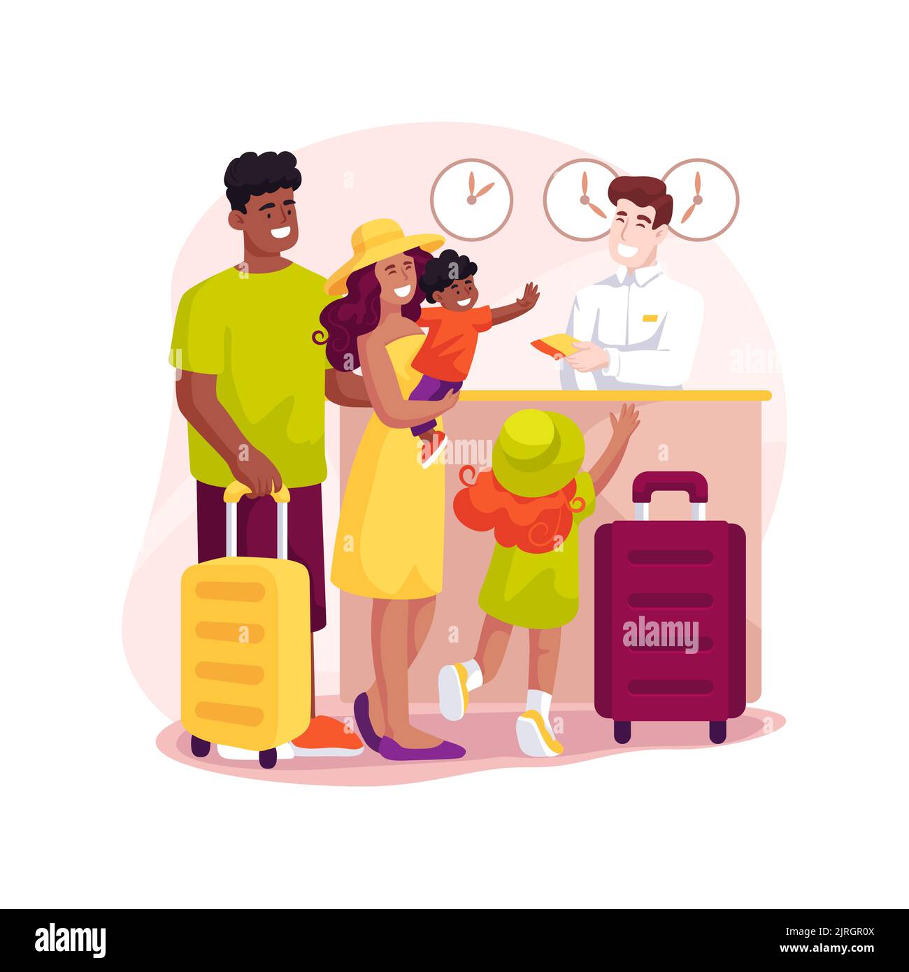 Hotel check-in isolated cartoon vector illustration Stock Vector Image ...