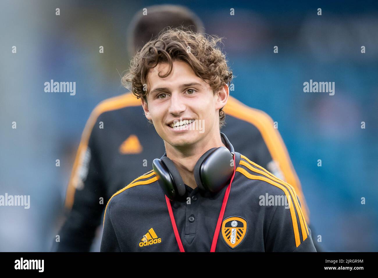 Leeds, UK. 24th Aug, 2022. Brenden Aaronson #7 of Leeds United arrives ...
