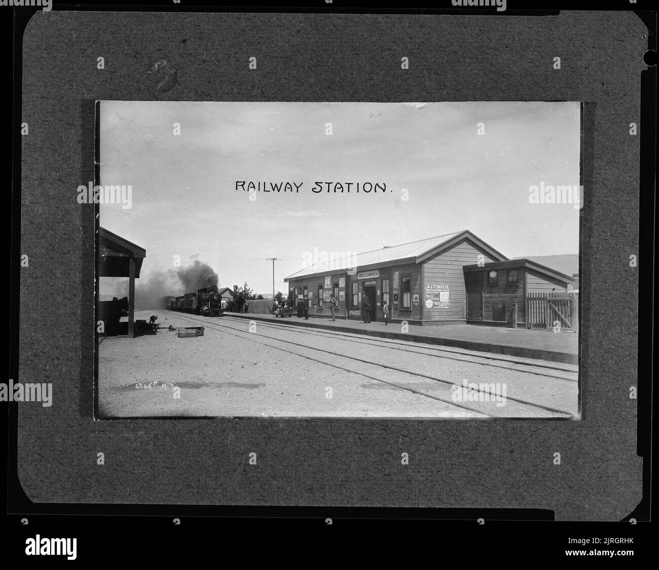 Copy of a photograph of a railway station, circa 1912, by Muir & Moodie ...
