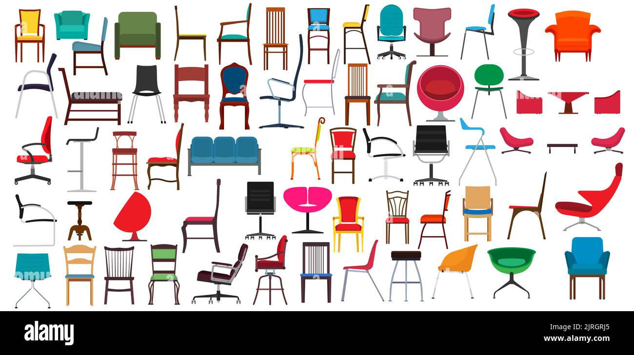 Chair furniture design and armchair seat office interior icon. Home ...