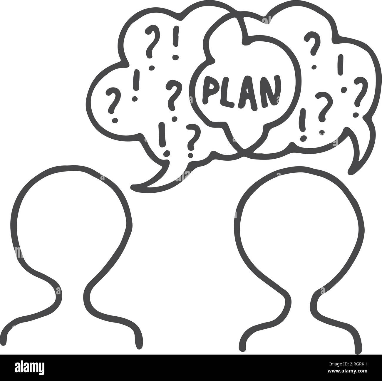 Plan discussing icon. People asking questions doodle Stock Vector Image ...