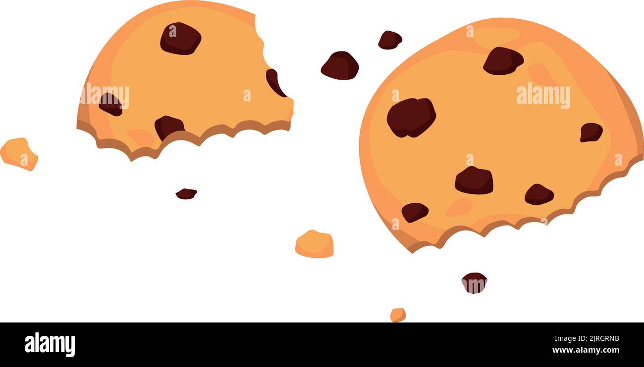 Broken cookeies with chocolate chips. Crumbled cartoon food Stock ...