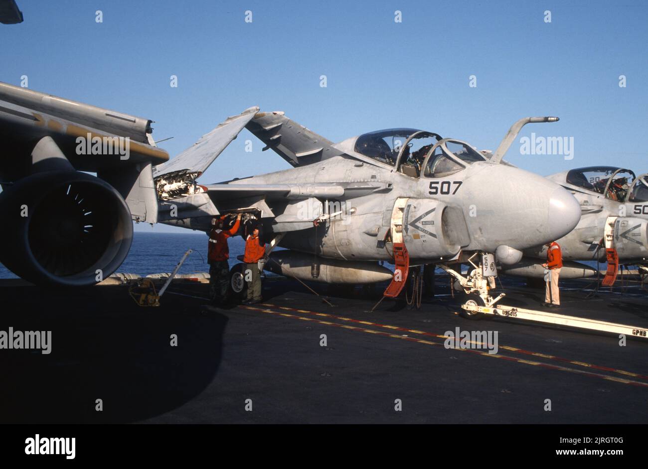 Grumman A-6 Intruders on the flight deck Stock Photo - Alamy