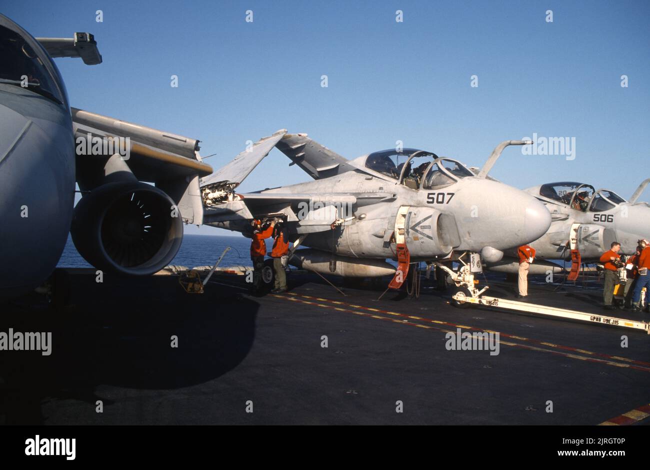 Grumman A-6 Intruders on the flight deck Stock Photo - Alamy