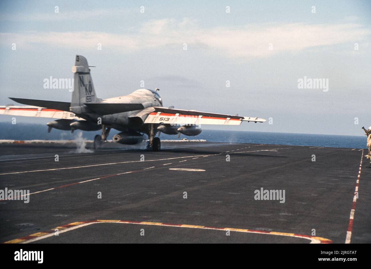 Grumman A-6 Intruder launches off the number 2 catapult Stock Photo - Alamy