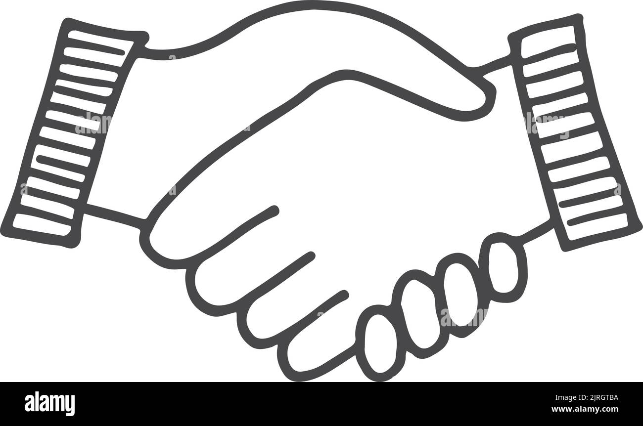 Handshake doodle. Agreement icon. Successful partnership symbol Stock ...