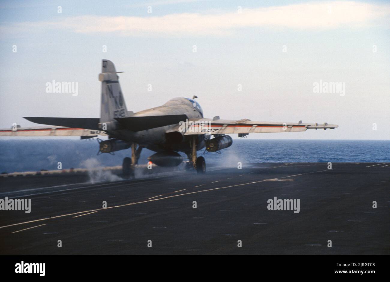 Grumman A-6 Intruder launches of the number 2 catapult Stock Photo - Alamy