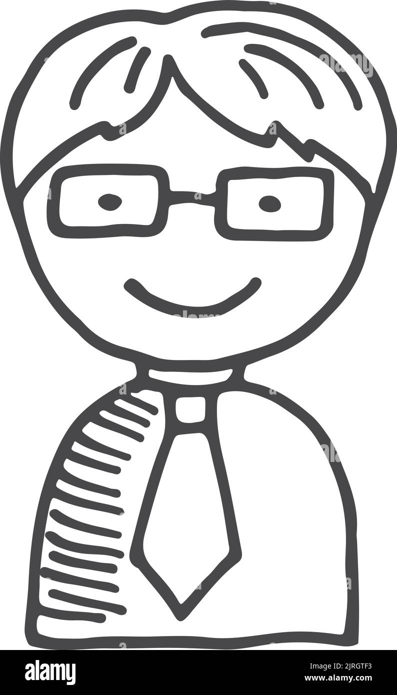 Smart man in tie doodle. Office worker portrait Stock Vector Image ...