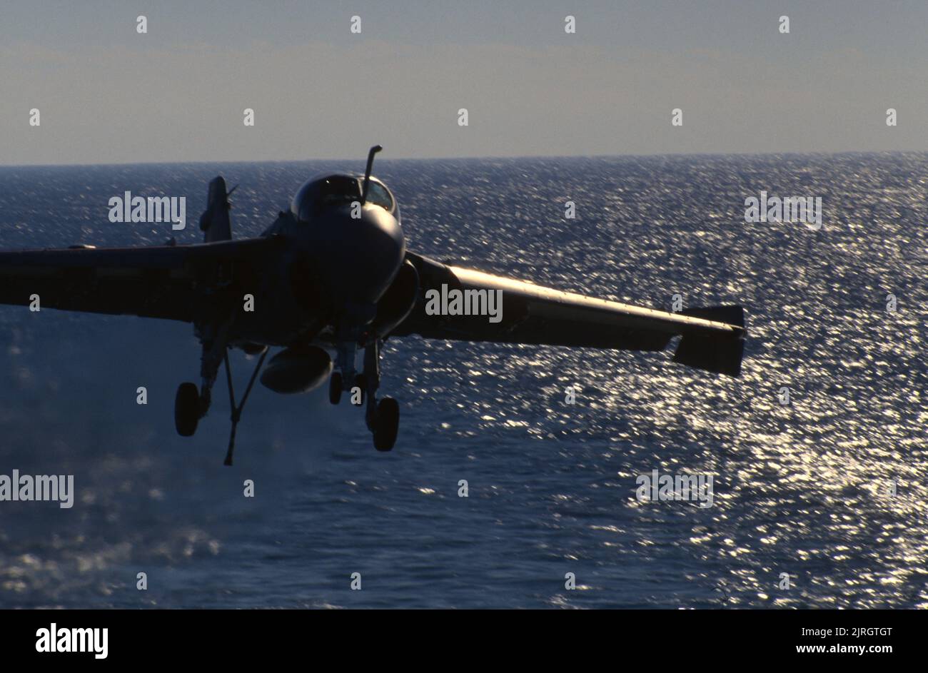 Grumman A-6 Intruder about to land on an aircraft carrier in the late ...