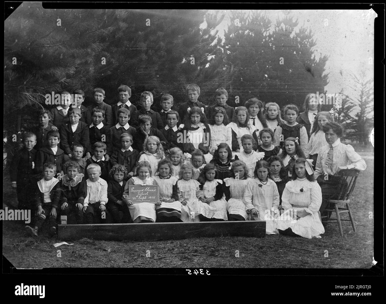 Seaward Downs School pupils and staff, 20 January 1908, New Plymouth ...