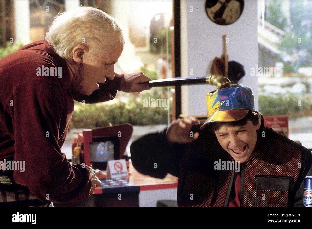 THOMAS F. WILSON, MICHAEL J. FOX, BACK TO THE FUTURE PART II, 1989 Stock Photo - Alamy