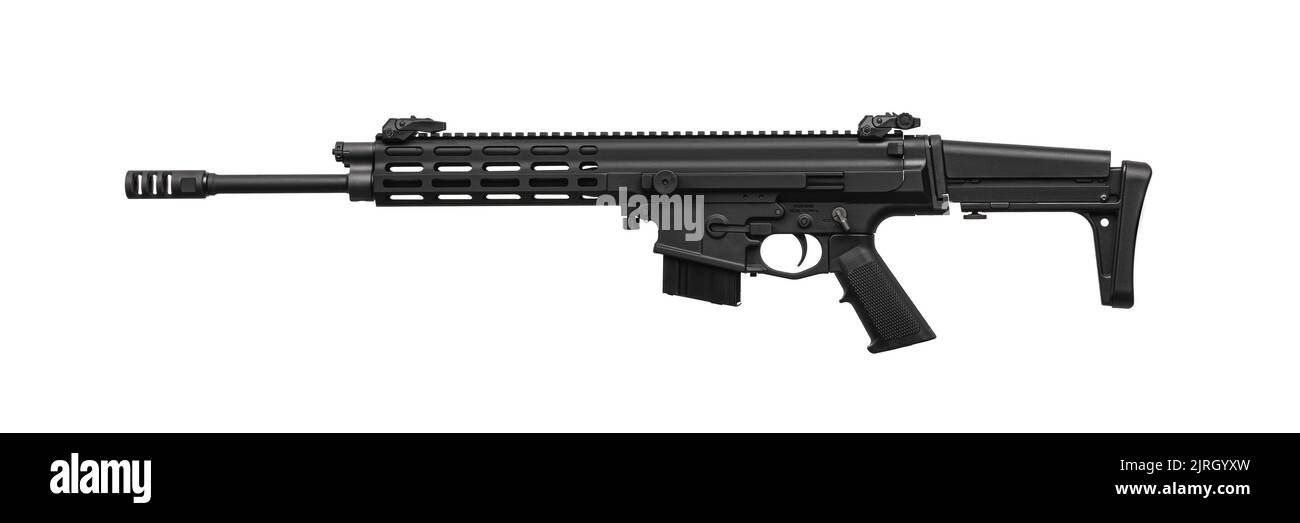 Modern automatic rifle isolated on white background. Weapons for police ...