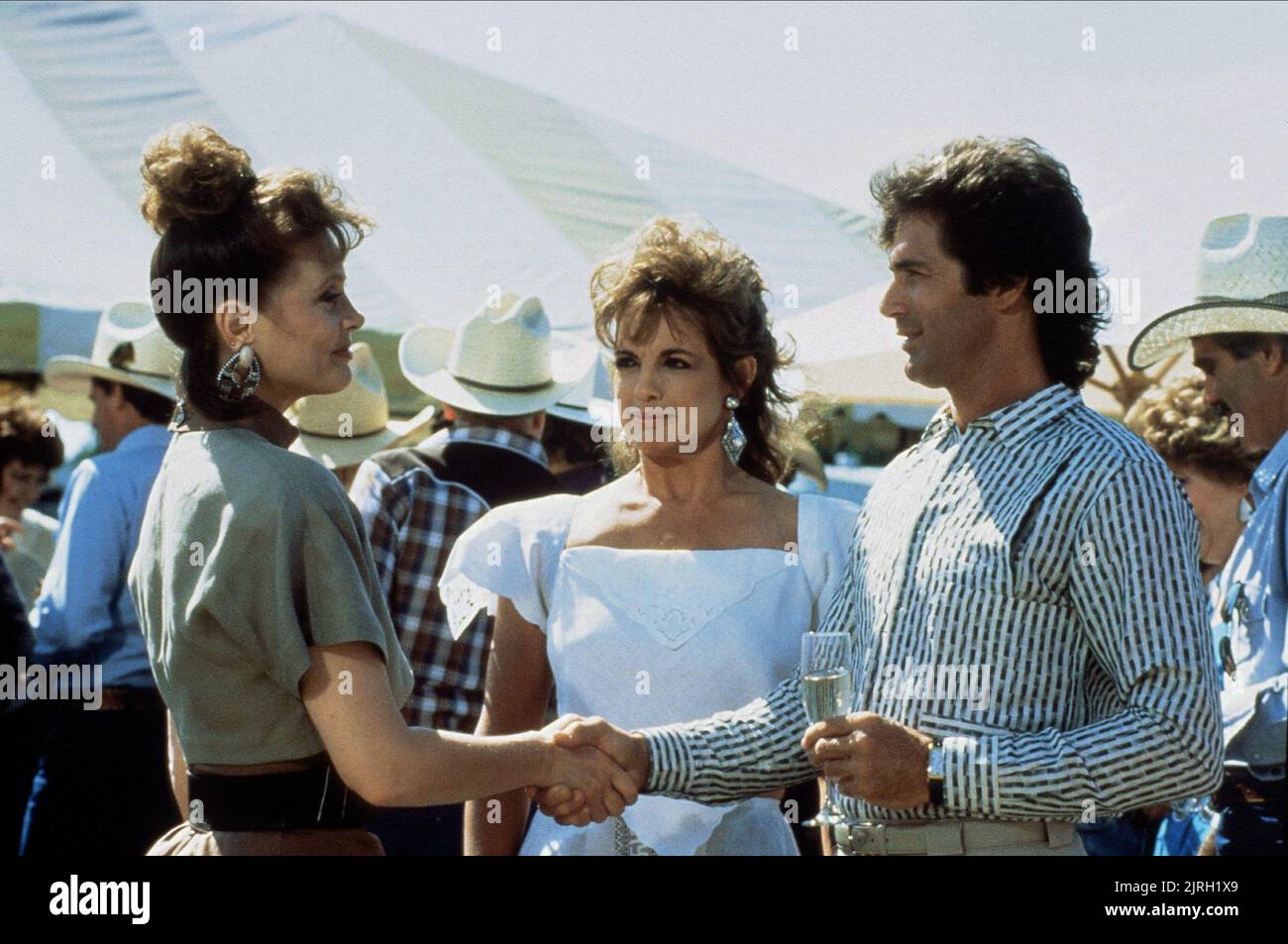 LEIGH TAYLOR-YOUNG, LINDA GRAY, JACK SCALIA, DALLAS, 1987 Stock Photo ...