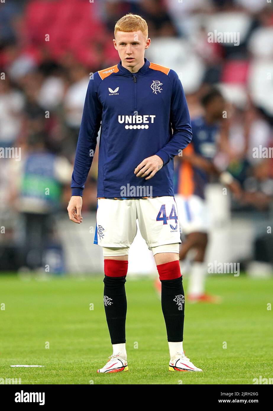 Rangers goalkeeper Adam Devine warming up prior to kick-off before the ...
