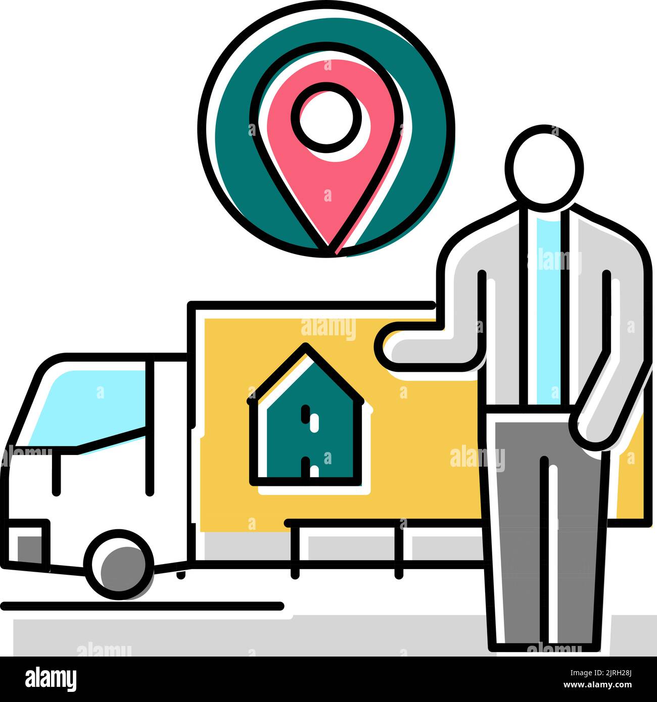 relocation services interior design color icon vector illustration ...