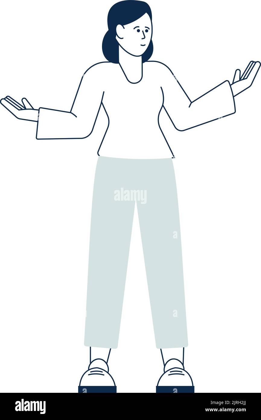 Woman shrugging shoulders. Doubt icon. Lack of knowledge Stock Vector ...