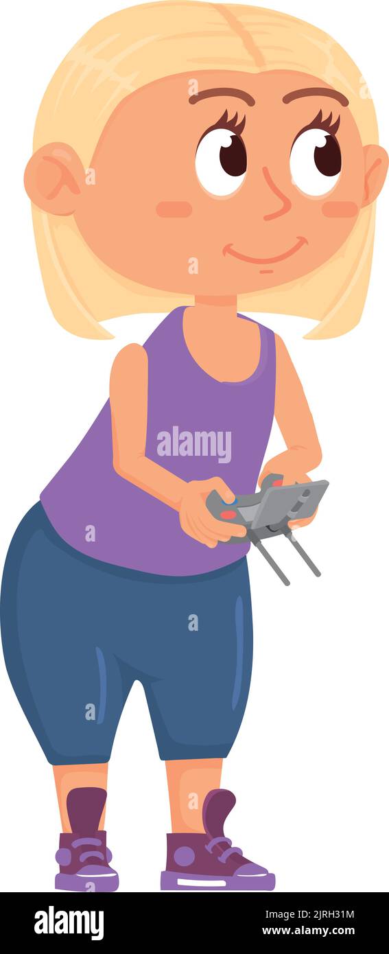 Girl holding remote control device. Cartoon kid Stock Vector Image ... Girl holding remote control device. Cartoon kid Stock Vector Image ...