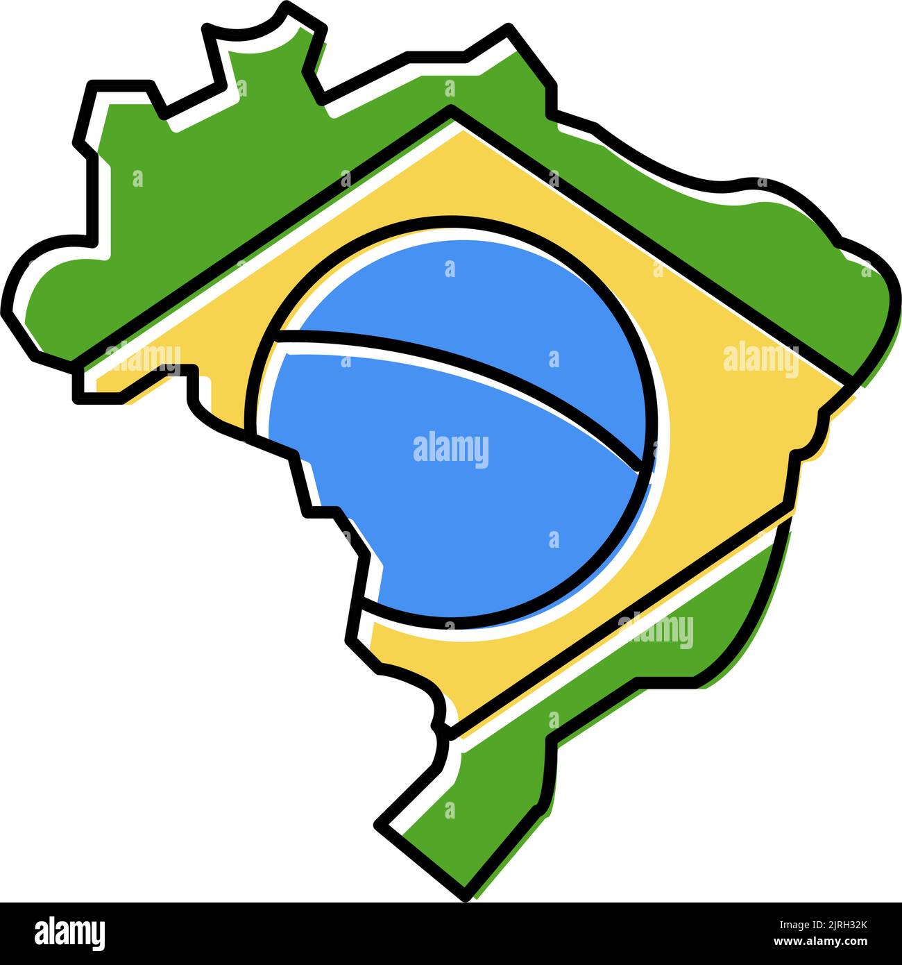 brazil country map flag color icon vector illustration Stock Vector ...